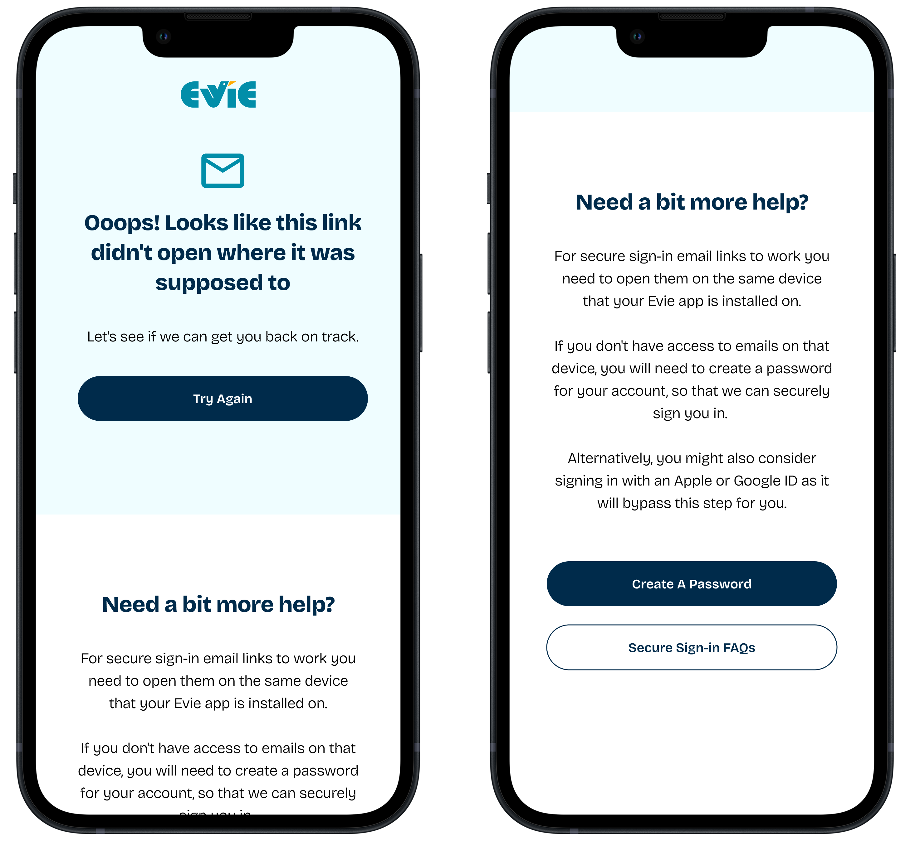 How to sign up to the Evie App with a Password – Goevie